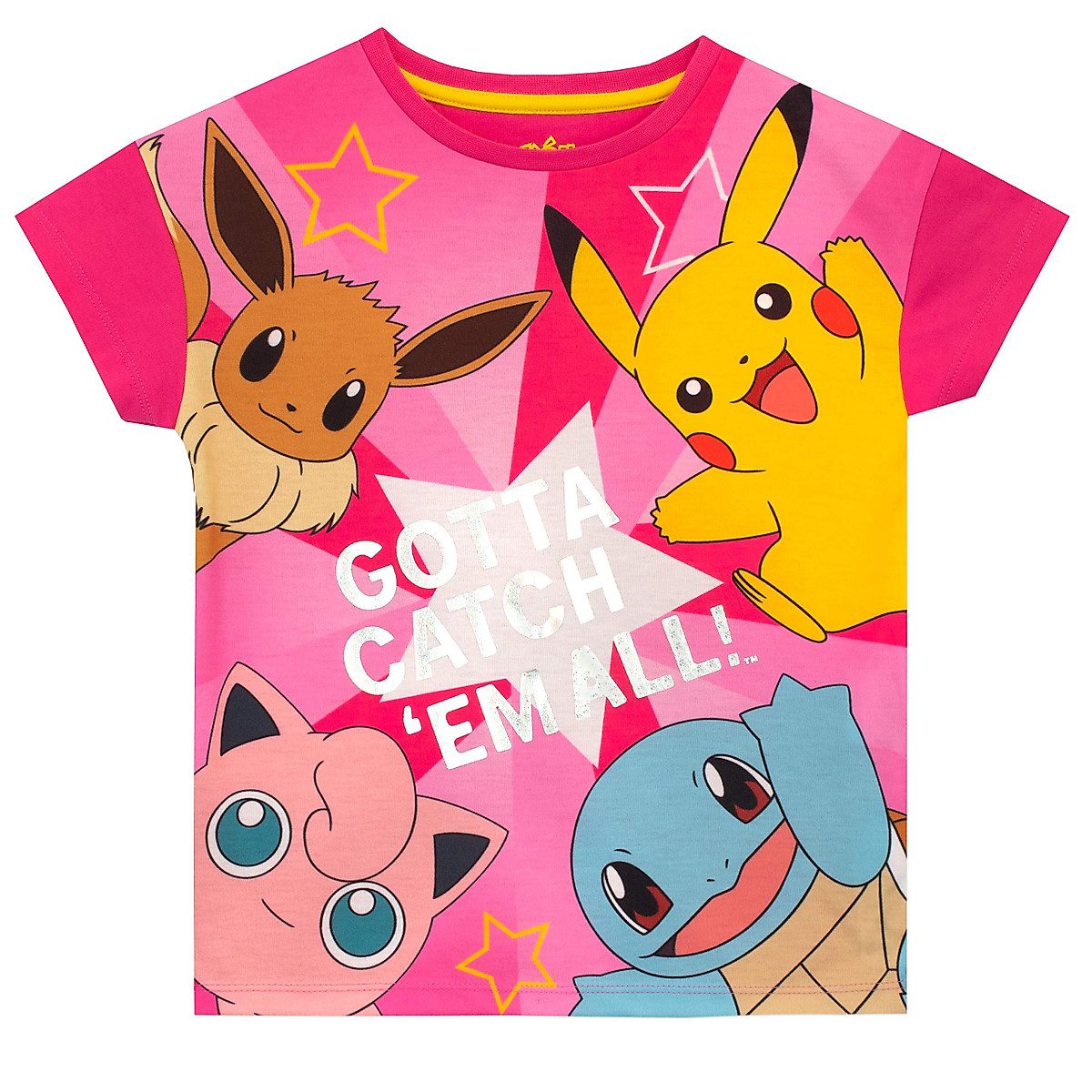 Pokemon Pajamas | Pikachu Pajamas For Girls | Eevee Girls Pajamas | Girls Pajama Set | Short Sleeve Girls' Sleepwear | 7 Multicolored