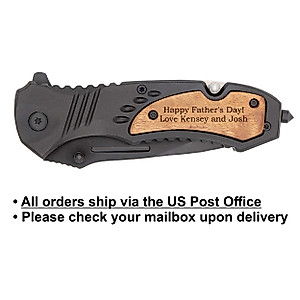 Palmetto Wood Shop Customized Gifts For Men, Personalized Engraved Pocket Knife, 30 Optional Icons, Everyday Carry, Boyfriend Gift, Valentines Day, Fathers Day