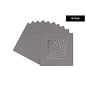 CountryArtHouse Charcoal Acid Free 13x13 Square Picture Frame Mat with White Core Bevel Cut for 9x9 Pictures - Fits 13x13 Frame - Pack of 10 Matboards