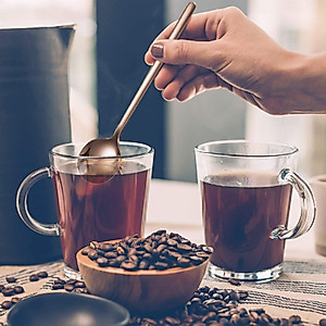 4 Pieces Coffee Spoons Teaspoons Stainless Steel Espresso Spoons Frosted Handle Soup Spoons for Coffee Sugar Soup Ice Cream Dessert Cake Supplies, 5.31 Inch and 4 Colors