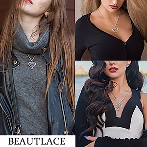 beautlace Women's Musical Note Necklace Silver Plated Love Heart Treble Clef Music Note Pendant Jewelry Gifts for Music Lover KP0057W