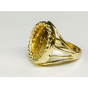 22 Kt 1/10 Oz Lady Liberty Coin In 14 Kt Solid Yellow Gold Ladies Coin Ring 19Mm -Random Year Coin