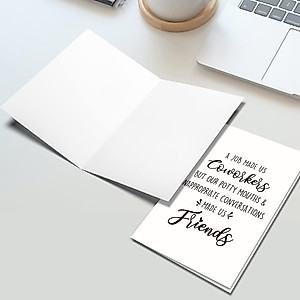 Ogeby Funny Birthday Card for Coworker Colleague, Humor Going Away Card for Work Friend, A Job Made Us Coworkers But Our Potty Mouth