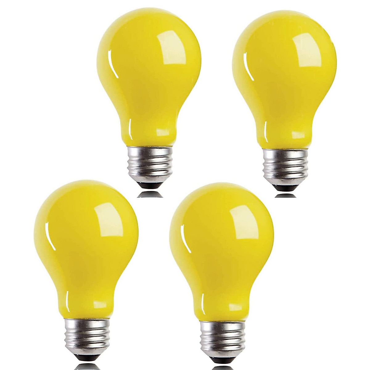 Qixivcom 4 Packs 3W A19 LED Bug Light Bulbs Yellow LED Bulbs E26 Outdoor Bug Light Bulb 25W Equivalent 2000K Amber Glow Bug Light Bulb Night Light for Bedroom Garden Patio Porch Backyard Hallway