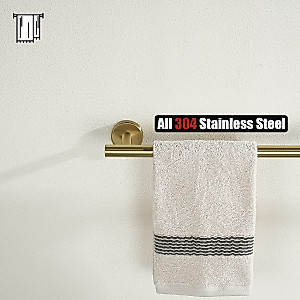 JQK Bath Towel Bar, 24 Inch Brushed Light Gold Towel Rack Bathroom, 304 Stainless Steel Thicken 0.8mm Towel Holder Wall Mount, Total Length 27 Inch, TB110L24-BG