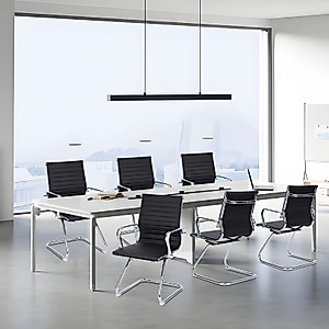 KLASIKA Office Guest Chair Leather Reception Without Wheels with Sled Base for Desk Conference Area Waiting Room Set of 8