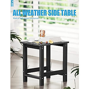 MXIMU Outside Adirondack Square Side Table, Weather Resistant Patio Table, Outdoor End Tables for Backyard, Pool, Indoor Companion, Front Porch (Single Layer, Black)