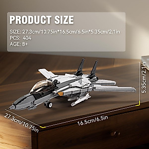 DAHONPA F-14D Fighter Tomcat Military Army Airplane Building Bricks Set with 1 Figure, 404 Pieces Air-Force Build Blocks Toy, Gift for Kid and Adult.