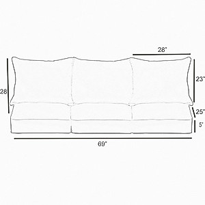 Mozaic AZPCSET4358 Swavelle Corded Outdoor Sofa Set, 23" x 25" x 5", Dark Blue