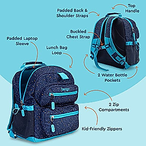 Bentgo® Kids Backpack - Confetti Edition Designed Lightweight 14” Backpack for School, Travel & Daycare - Roomy Interior, Durable & Water-Resistant Fabric & Loop for Lunch Bag (Abyss Blue)