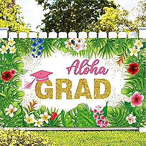 Tropical Aloha Graduation Party Backdrop 2023 | Aloha Graduation Banner 2023 | Summer Hawaiian Luau Congrats Grad Class of 2023 Photography Background Banner | College Graduation Party Decorations