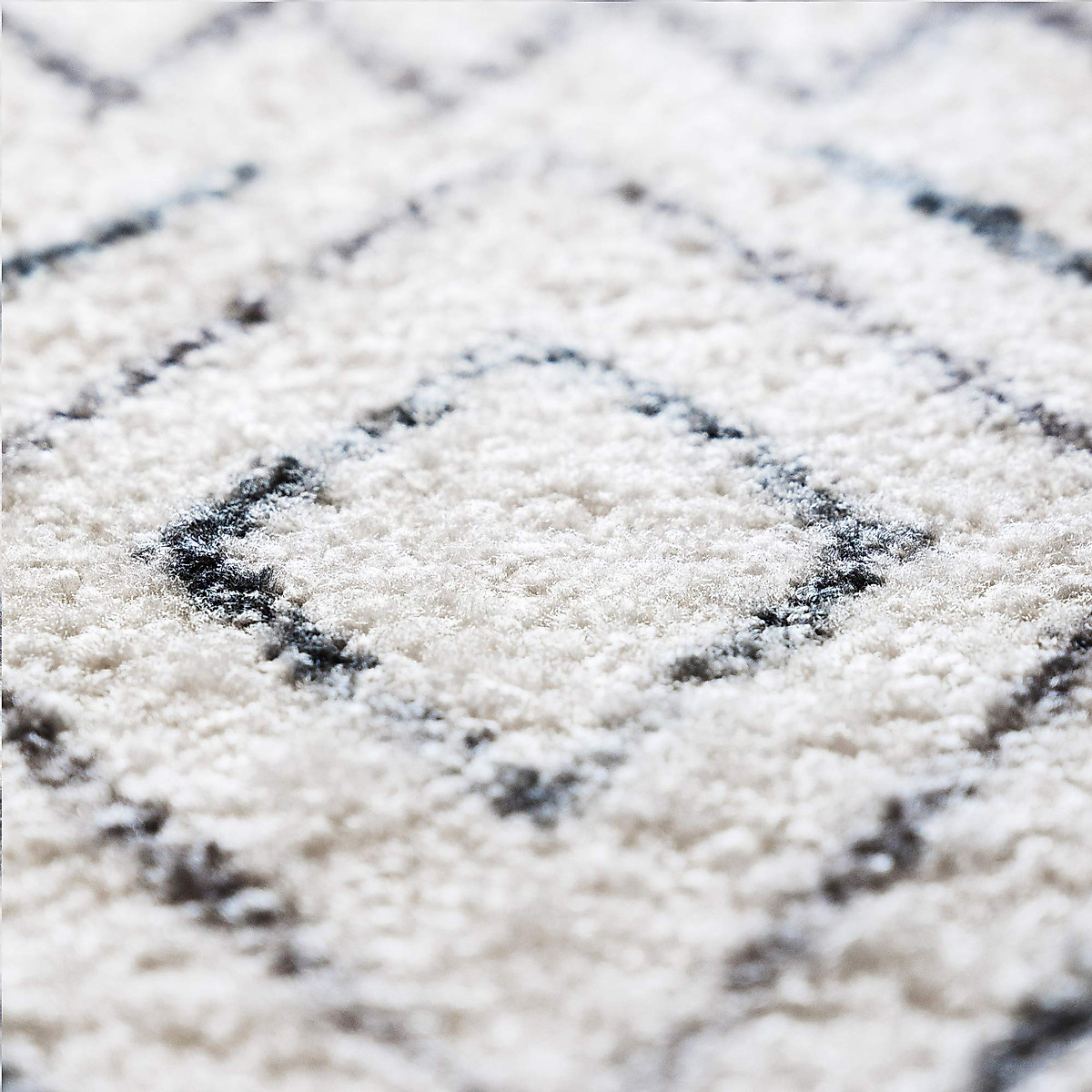 Maples Rugs Abstract Diamond Modern Distressed Non Slip Runner Rug For Hallway Entry Way Floor Carpet [Made in USA], 2 x 6, Neutral