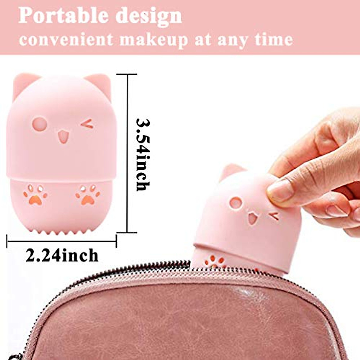 2 PCS Beauty Sponge Blender Container, TEOYALL Makeup Blender Sponge Holder Washable Reusable Protective Carrying Case (Pink/Blue)