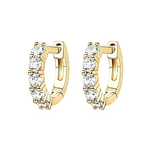 PAVOI 14K Yellow Gold Plated 2.5mm Wide Cubic Zirconia Cuff Earrings Huggie Stud