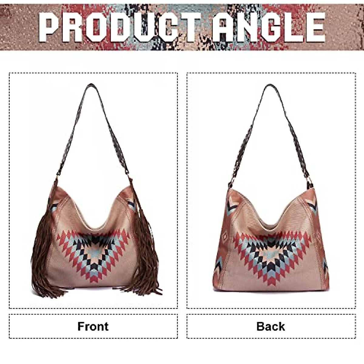 Emprier Women's Vintage Canvas Hobo Handbags Tassel Tote Purses Large Capacity Shoulder Bag Ethnic Travel Handbags