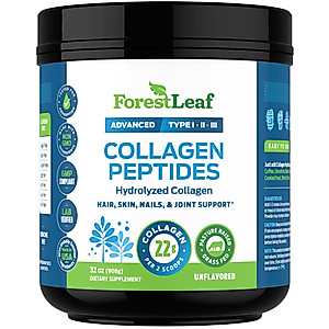 Collagen Peptides Powder Unflavored - Hydrolyzed Collagen Protein Powder Type 1, 2 & 3 - Grass Fed Keto Collagen Powder for Women & Men - Vital Hair, Skin, Nails, Joints, Recovery, 11g Per Serving