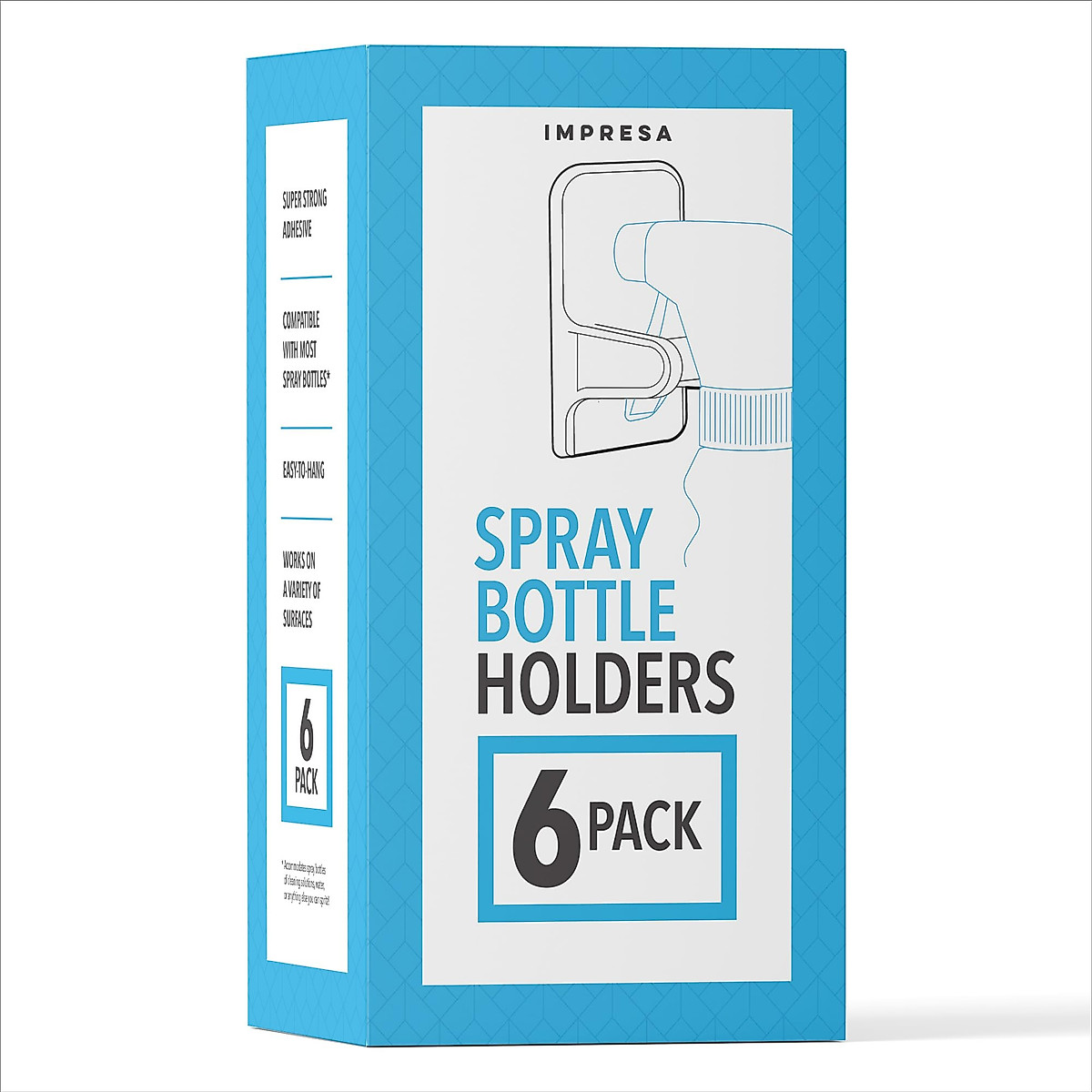 [6 Pack] Wall Mount Spray Bottle Holder to Create Storage Space - Easy to Install Spray Bottle Hanger - Strong Hold Spray Bottle Holder Wall Mount to a Variety of Surfaces - Spray Bottle Wall Holder