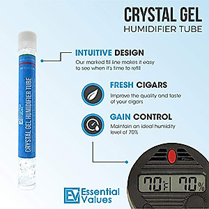 4 Pack Humidor Humidifier Tubes - Keeps Humidity at 70% with PG Infused Gel, Best Value – Each Tube Protects up to 25 Cigars by Essential Values
