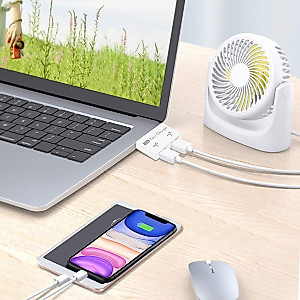 USB 2.0 Hub Adapter, USB Splitter Hub 2 Port USB Ultra Slim Data Hub for Device Charging(White)