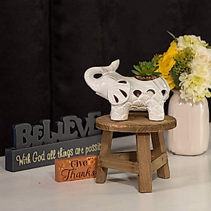 RUSTIX Mini Wooden Stool Rustic Decorative Tiny Stool Ideal Accent Stool for Small trinkets, Plants and Decor - 7" W x 5.75" H