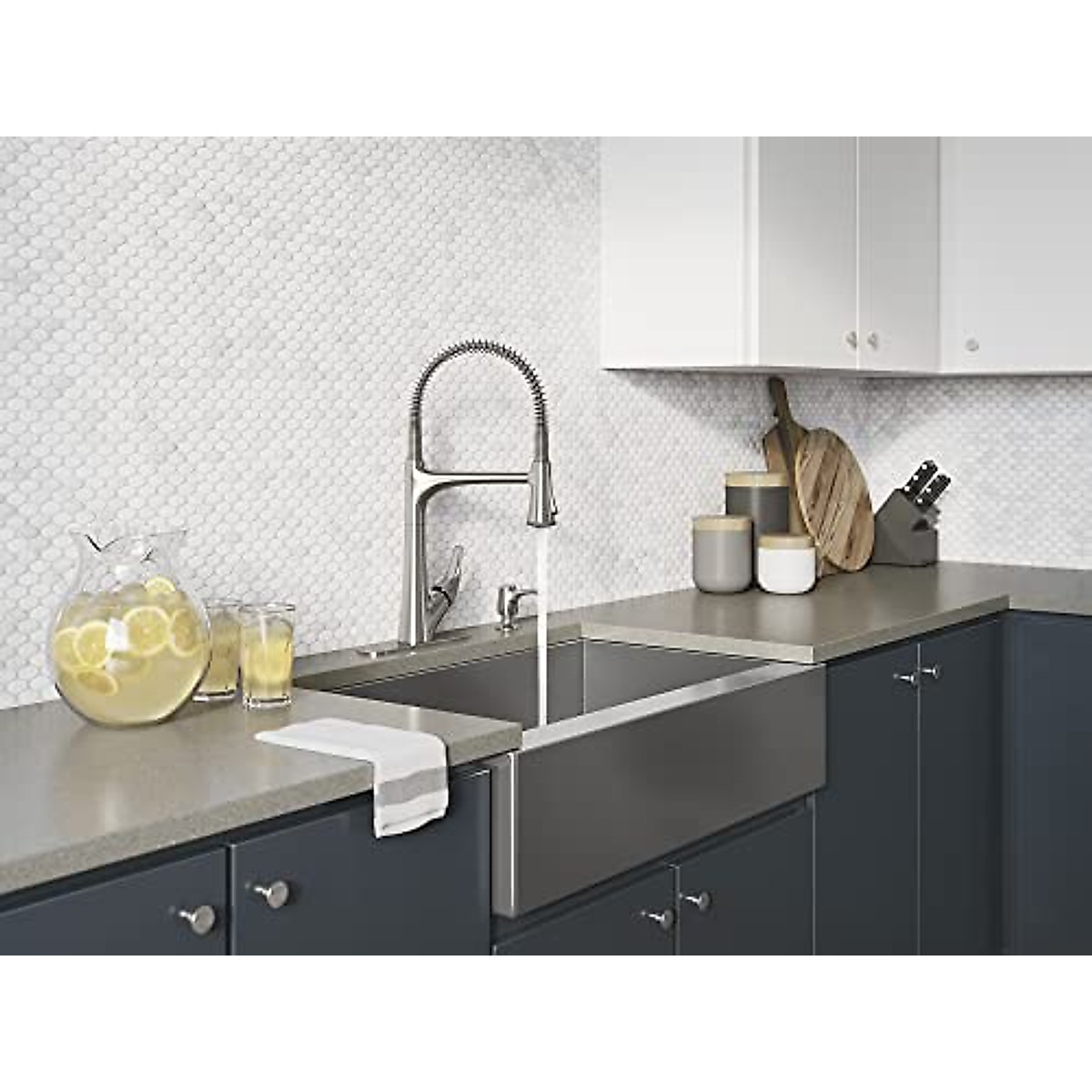 KOHLER R27459-SD-VS Lilyfield Commercial Style Pre-Rinse Single-Handle Semi-Professional Kitchen Sink Faucet, Vibrant Stainless
