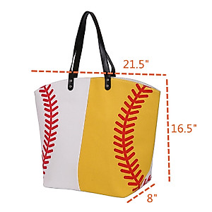 Large Baseball Tote Bag Sports Prints Utility Tote Beach Bag Travel Bag