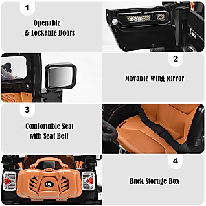 Costzon Ride On Car, 12V Battery Powered Car w/2 Motors, Parental Remote Control, Open Doors, Lights, MP3, Music, Horn, Spring Suspension, High/Low Speed, Electric Ride On Truck for Kids (Black)