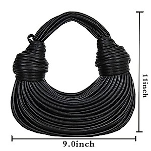 Women Purses and Handbags Hand-Woven Bread PU Leather Top Handle Satchel Shoulder Crossbody Creative Noodles Underarm Bag (black)