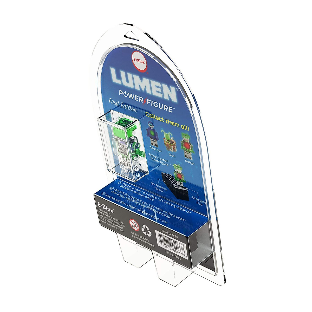 E-Blox Lumen Power Figure Robyn, LED Glowing Light Up Figure, Glows Green & Red When Connected to Metal Contact Point, Building Blox STEM Toy for Kids, Birthday Gift, Boys, Girls, 6+