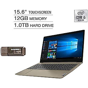 Lenovo IdeaPad 3 15.6" HD Touchscreen Anti-glare LED-Backlit Laptop, Intel Quad Core i5-1035G1, 12GB DDR4, 1TB HDD, 4-in-1 Card Reader, Webcam, Bluetooth, Wi-Fi 6, HDMI, Win 10 (Renewed)