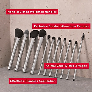 Mirabella Face Blender Brush - Professional & Premium Makeup Beauty Brushes - Natural & Cruelty-Free Synthetic Bristles, Hand-Sculpted Brushed Aluminum Luxury Cosmetic Make Up Brush