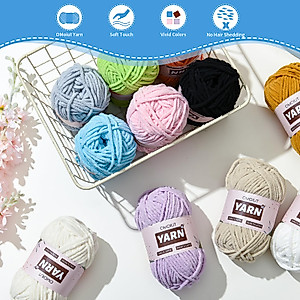 3 Packs Plush Chenille Chunky Crochet Yarn - Baby Yarn for Crocheting Soft - Velvet Yarns Knitting for Blankets Crafts - Fluffy Amigurumi Yarns 150g / 196.8yds (3 White)