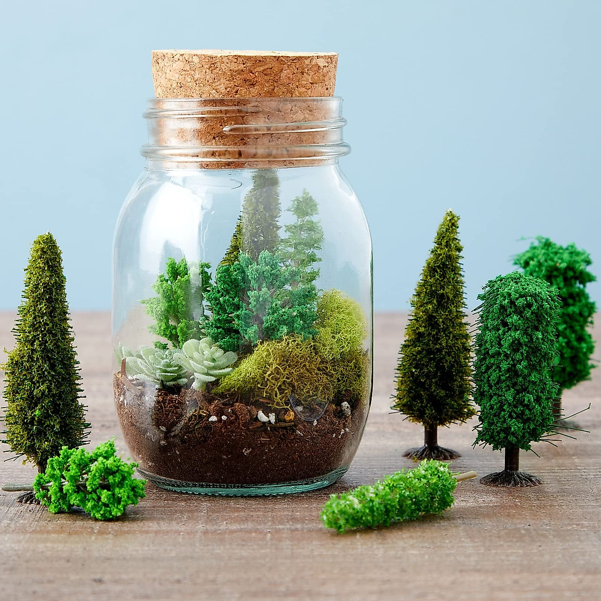 Bright Creations 55-Pieces of Miniature Model Trees for Diorama Supplies, Scenery, Landscape, DIY Projects, Arts and Crafts, Train Village, Railroads (11 Assorted Sizes/ 1-6.7 in)