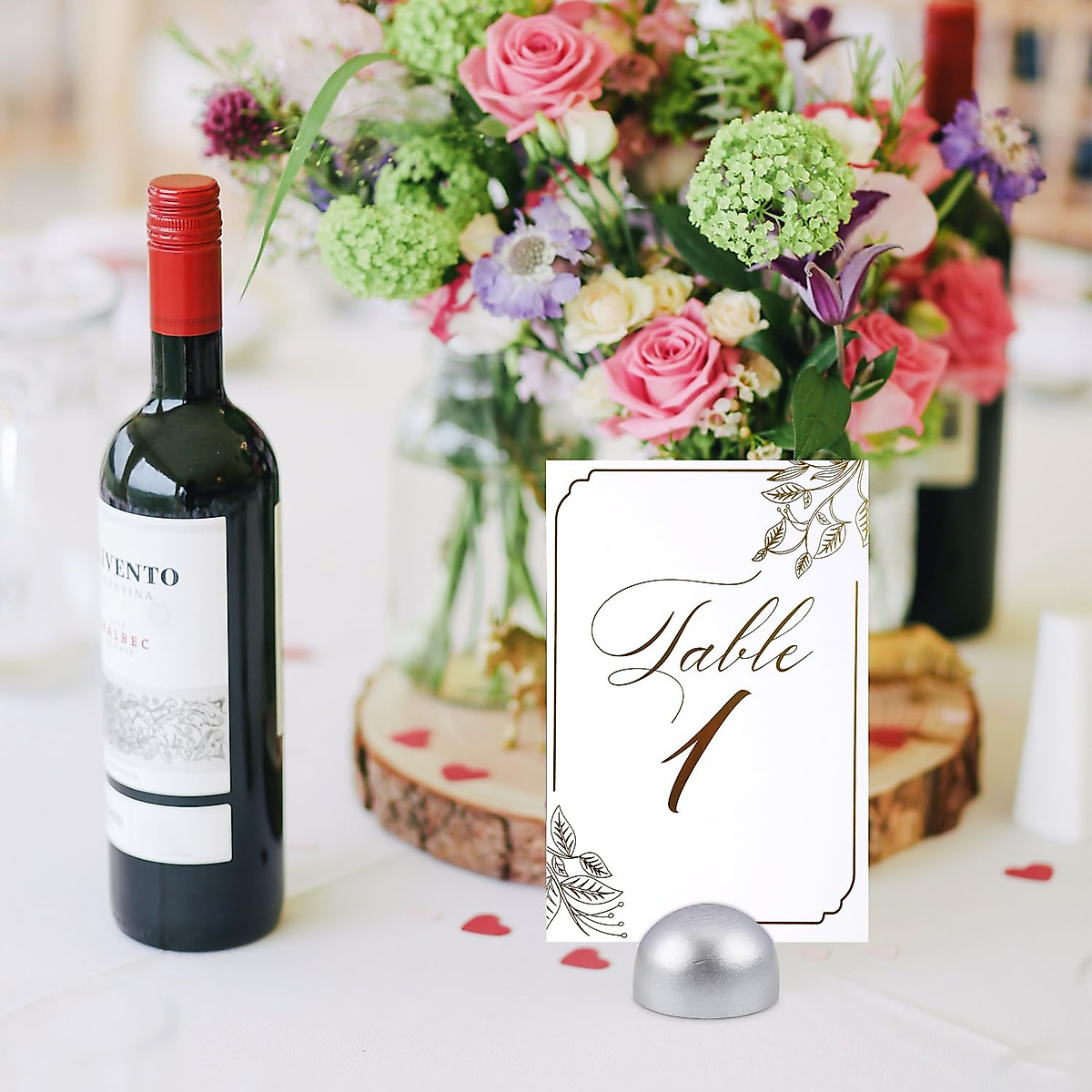 12pcs Round Table Number Stands, Modern Place Card Holders Table Number Clips Table Number Holders for Wedding Reception Anniversary Birthday Party Banquet (Silver)