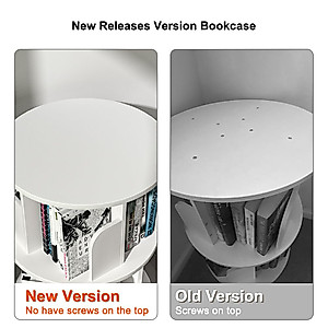 Nidouillet Small Rotating Bookshelf, 2Tier Revolving Bookcase 360 Display Round Bookshelf Narrow Swivel Corner Book Shelf Standing Bookcase for Adult Bedroom, Living Room