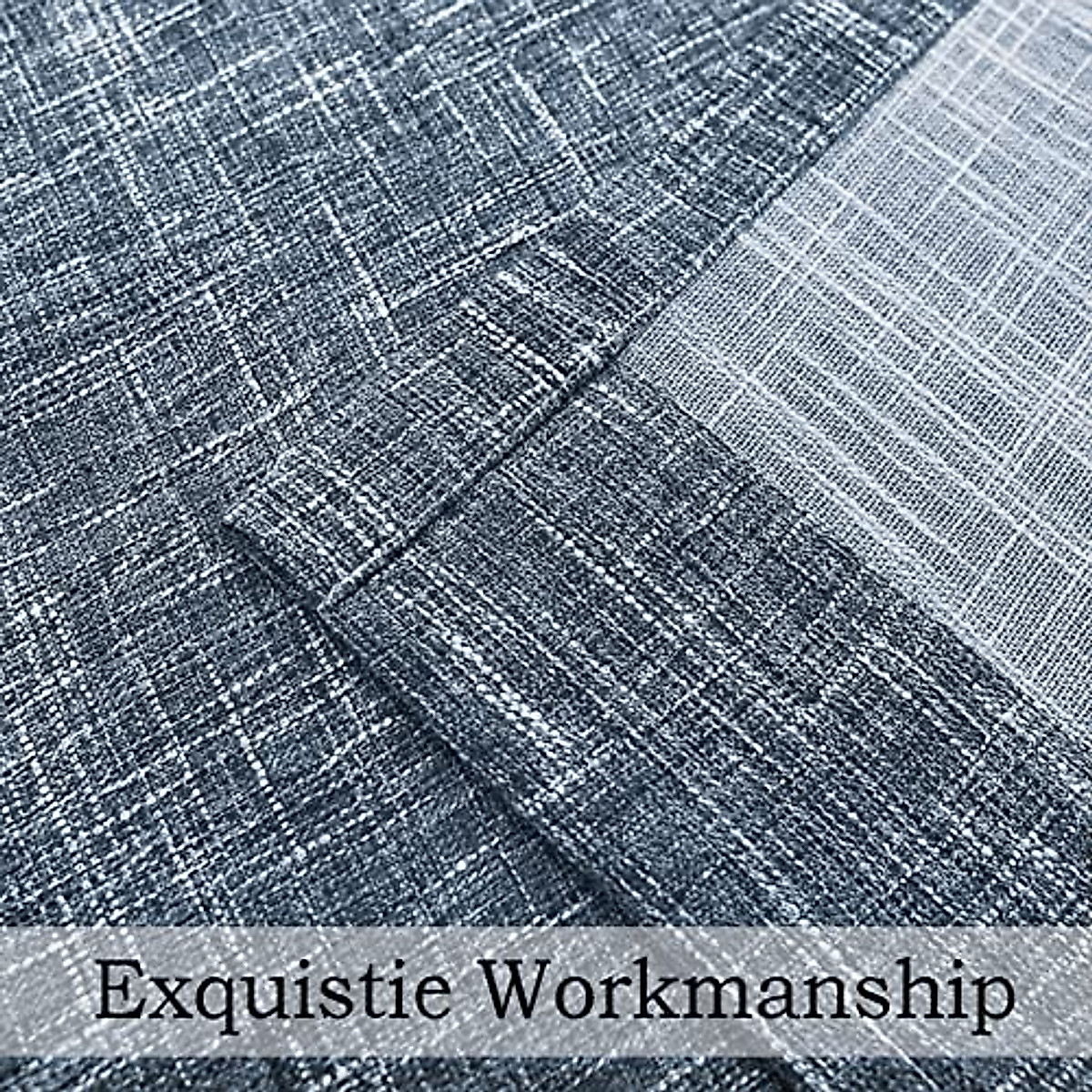 Central Park Ombre Window Curtain Panel Linen Gradient Print on Rayon Blend Fabric Drapery Treatments for Living Room/Bedroom, Cream White to Indigo Blue, 40" x 63", Set of 2