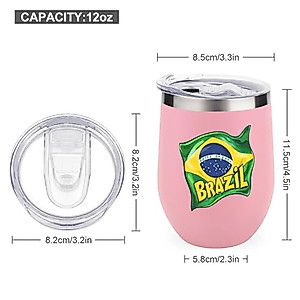 Brazil Flag Insulated Tumbler with Lid Stainless Steel Coffee Mug Cute Wine Tea Water Cup Pink-style