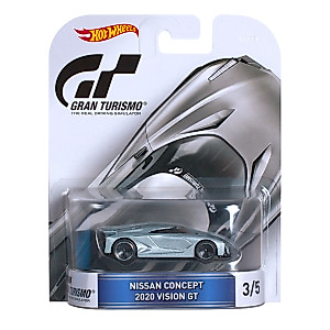 Hot Wheels Retro Entertainment Gran Turismo Nissan Concept 2020 Vision GT Die-Cast Vehicle 3/5, Silver