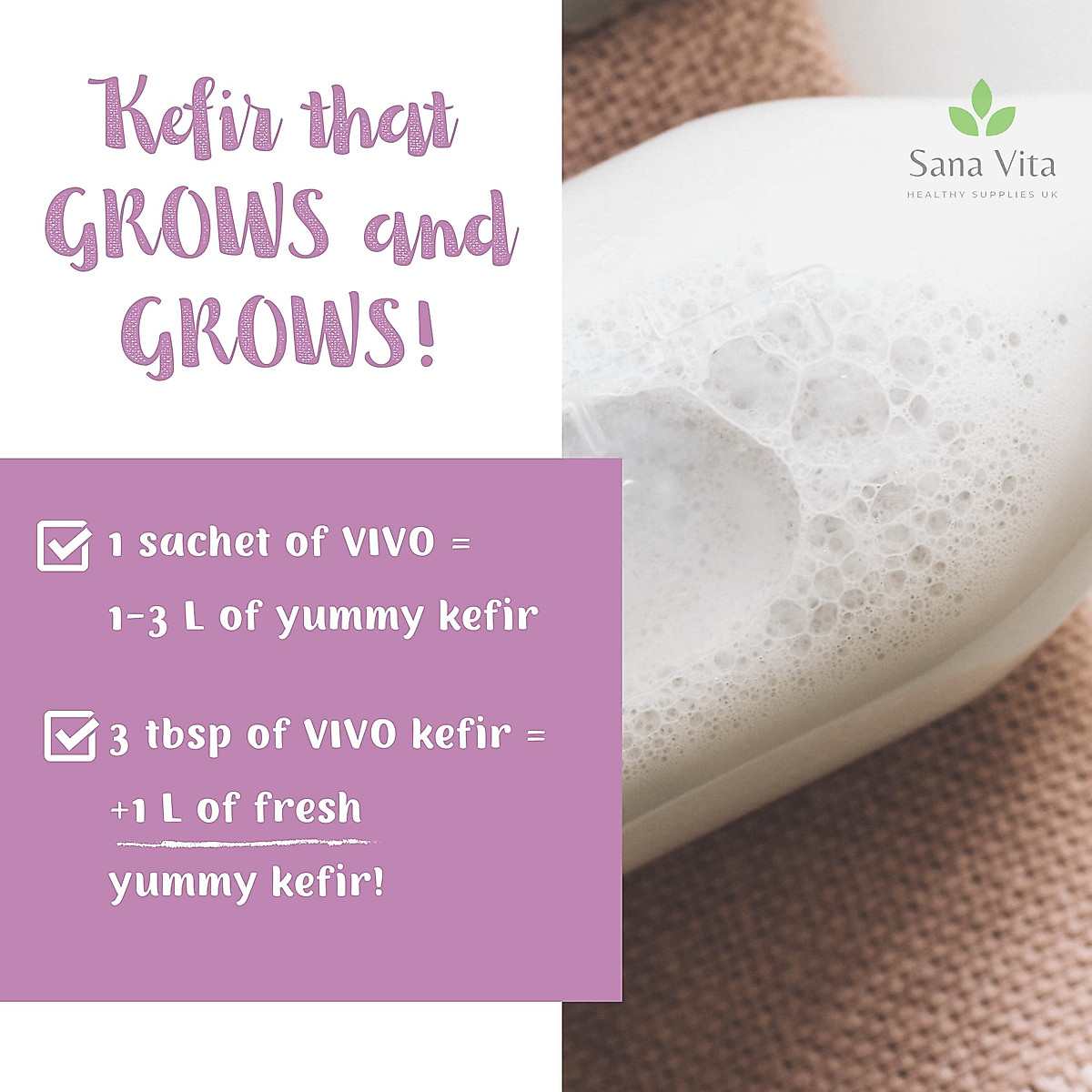 VIVO Kefir Starter (5 boxes) Makes up to 30 quarts of kefir