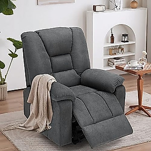 Esright Power Lift Chair Recliner for Elderly, Lift Chair with Heated Vibration Massage, Heavy Duty Electric Recliner with Side Pockets, USB Charge Port, Gray Blue