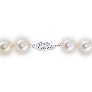14K White Gold & Round White Freshwater Cultured Pearl 4mm-9mm Graduated 18" Strand Princess Choker Necklace with Fishhook Clasp