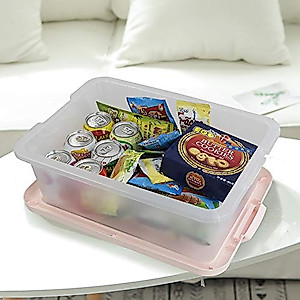 Ucake 14 Quart Plastic Storage Boxes with Pink Lids, 2 Packs