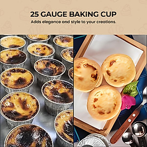 KitchenDance Disposable Aluminum Baking Cake Cup with Dome Lid - 7 Ounces Round Dessert Cups for Cakes, Muffin Cups - Aluminum Foil Baking Cup Perfect for Baking, Preparing Food, 1210P, 50 Count