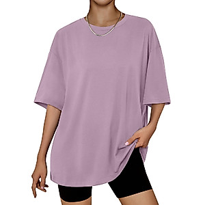 Trendy Queen Womens Oversized Summer T Shirts Business Casual Dressy Shorts Sleeves Tops Beach Vacation Fashion Clothes DarkPink L