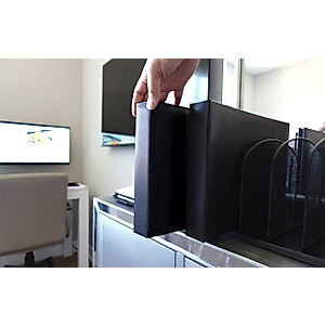 Better Office Products 7 Ring Executive Check Binder with Zipper Pouch, Black Textured Cover, for 9 x 13 3 Per Page Business Checks, 600 Check Capacity Checkbook Holder,