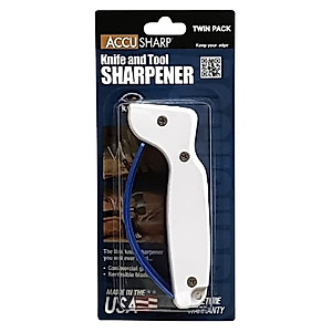 AccuSharp Knife & Tool Sharpener 2 Pack - Knife Sharpeners for Kitchen Knives, Pocket Knives, Serrated Blades, Axes & Machetes - Diamond-Honed Tungsten Carbide Sharpens, Restores, & Repairs - Set of 2