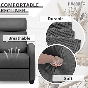 JUMMICO Recliner Chair Adjustable Home Theater Single Recliner Sofa Furniture with Thick Seat Cushion and Backrest Modern Living Room Recliners (Fabric, Black)