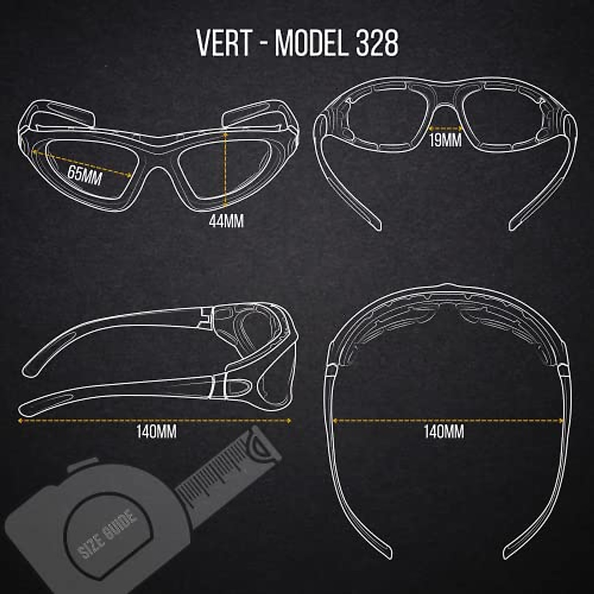 WYND Blocker Vert Motorcycle & Outdoor Sports Wrap Around Sunglasses (Black/Smoke Lens)