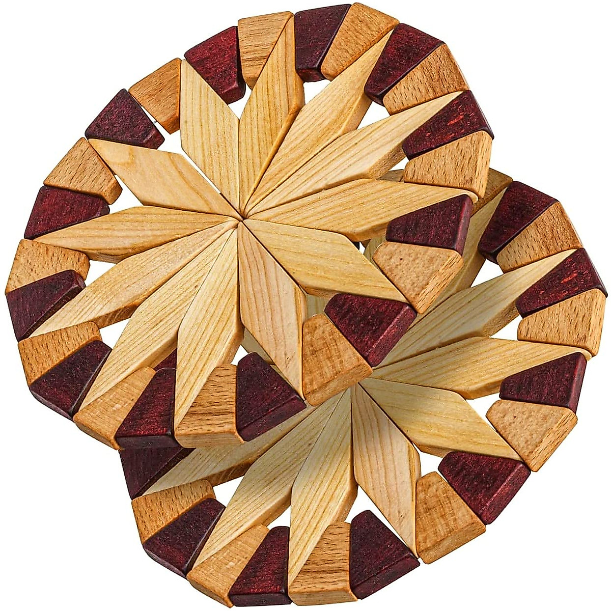 Wooden Trivets for Hot Dishes - 2 pcs Natural Handmade Wood Trivet Mat - Sturdy and Durable 7'' Kitchen Hot Pads - Wooden Trivet Frame for Hot Pots and Pans - Perfect Kitchen Gifts Idea