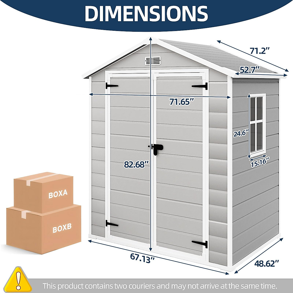Resin Shed 6x4.4FT,Plastic Shed,Outdoor Storage Shed for Garden Tool,Waterproof Resin Shed with Floor,Lockable Doors for Patio,Yard,Lawn (Gray)